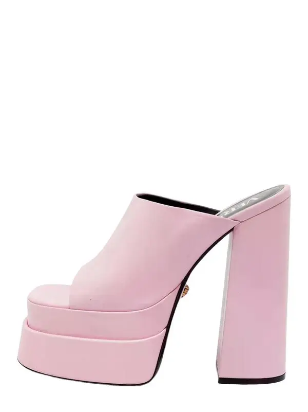 Versace Square-toe Platform High Block Heel Sandals - Pink