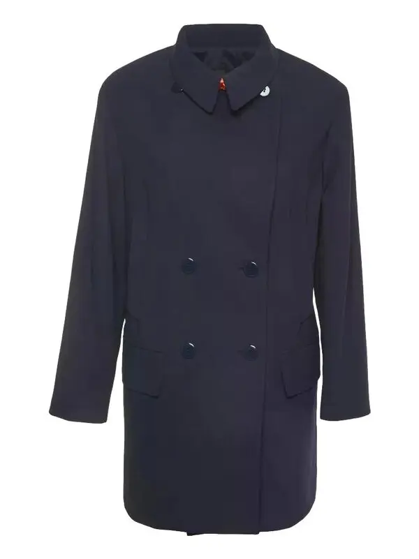 Emporio Armani Double-breasted Crepe Coat - Blue