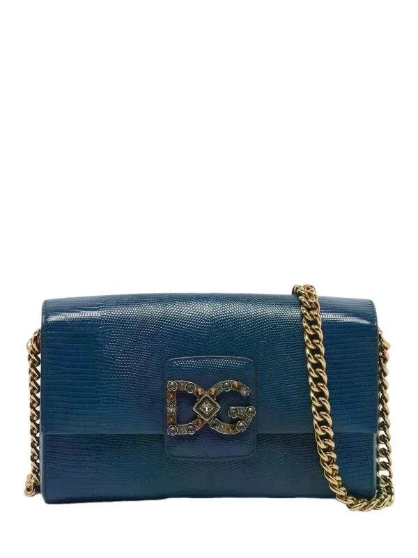 Dolce & Gabbana Dg Millennials Lizard-embossed Shoulder Bag - Blue