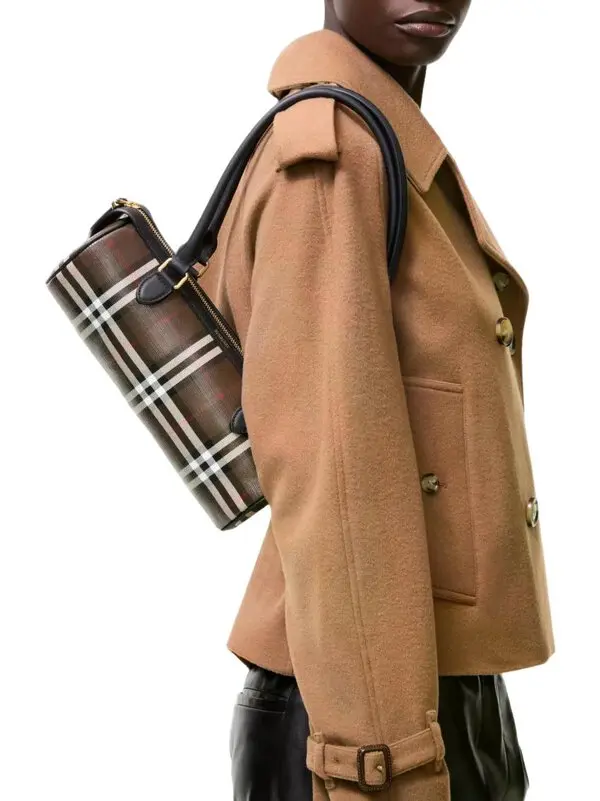 Burberry Mini Check Barrel Bag - Brown