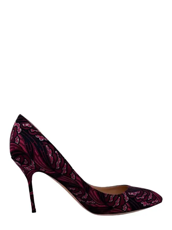SERGIO ROSSI Floral-print Pointed-toe Pumps - Black
