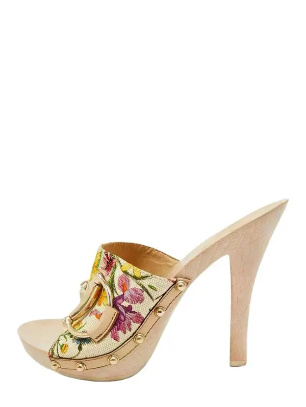 Gucci Flora Horsebit Clogs - Neutrals