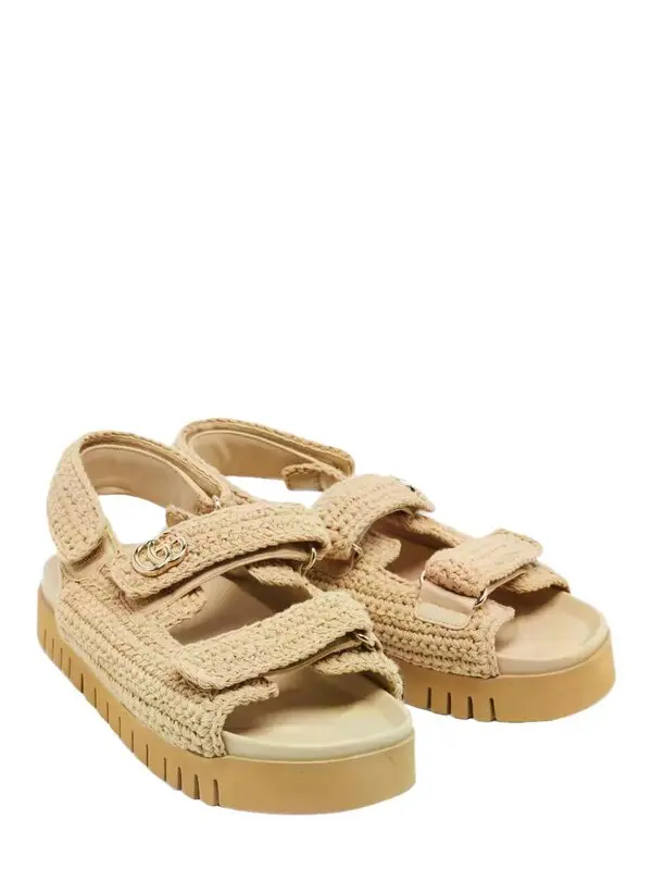 Gucci Interlocking G Crochet Platform Sandals - Neutrals