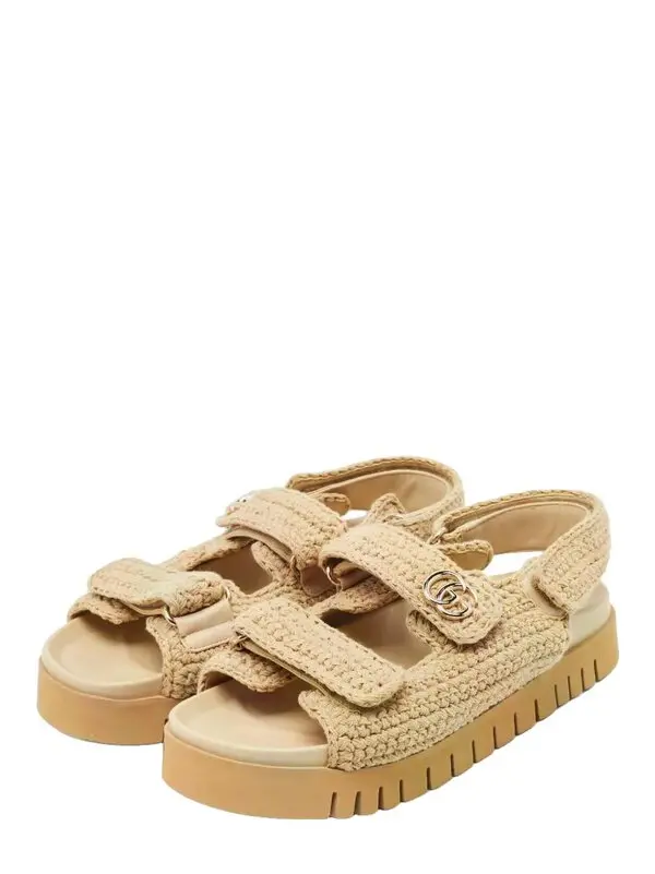Gucci Interlocking G Crochet Platform Sandals - Neutrals