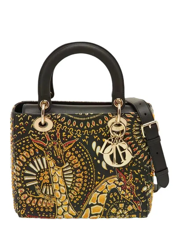 Dior Lady Animals Embroidered Tote Bag - Black