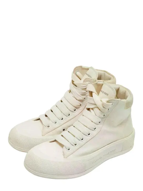 Alexander McQueen Logo Print Lace-up High Top Sneakers - White