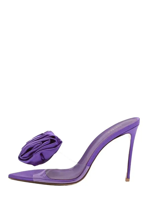 LE SILLA Floral Appliqué Stiletto Slide Sandals - Purple
