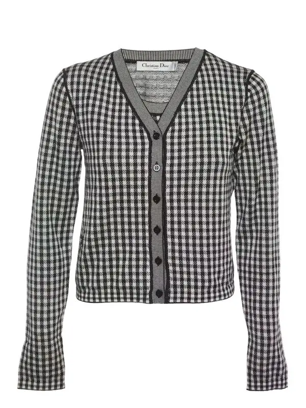 Dior Gingham Knit Cardigan And Top Set - Black