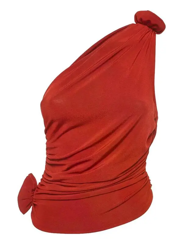 Magda Butrym Ruched Asymmetric Top - Red