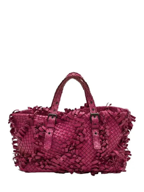 Bottega Veneta Cabat Fringe Intrecciato Tote Bag - Pink