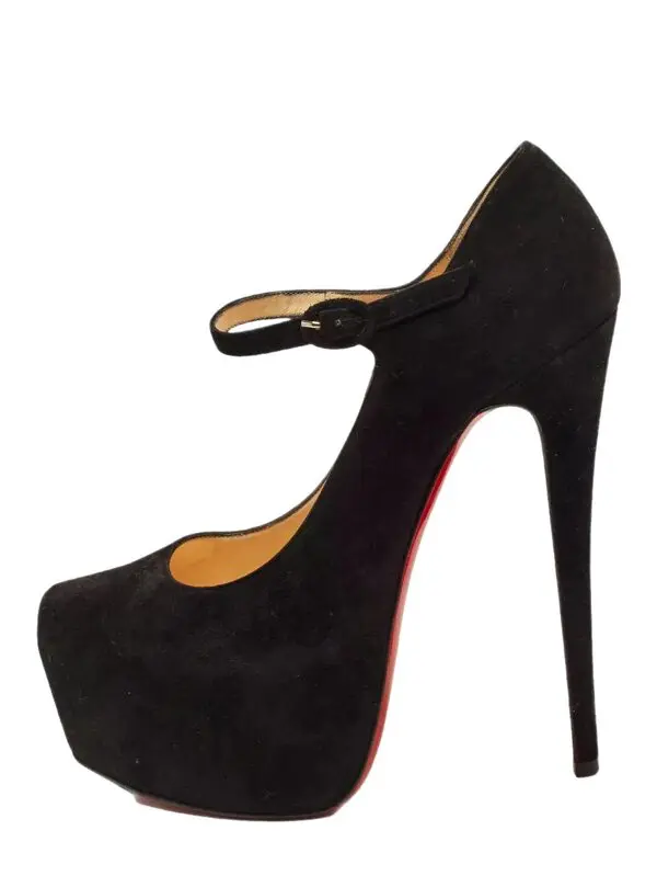 CHRISTIAN LOUBOUTIN Lady Daf Suede Platform Mary Jane Pumps - Black