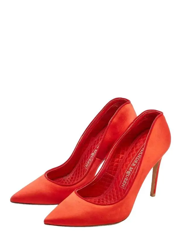 Alexander McQueen Satin Pointed-toe Pumps - Red