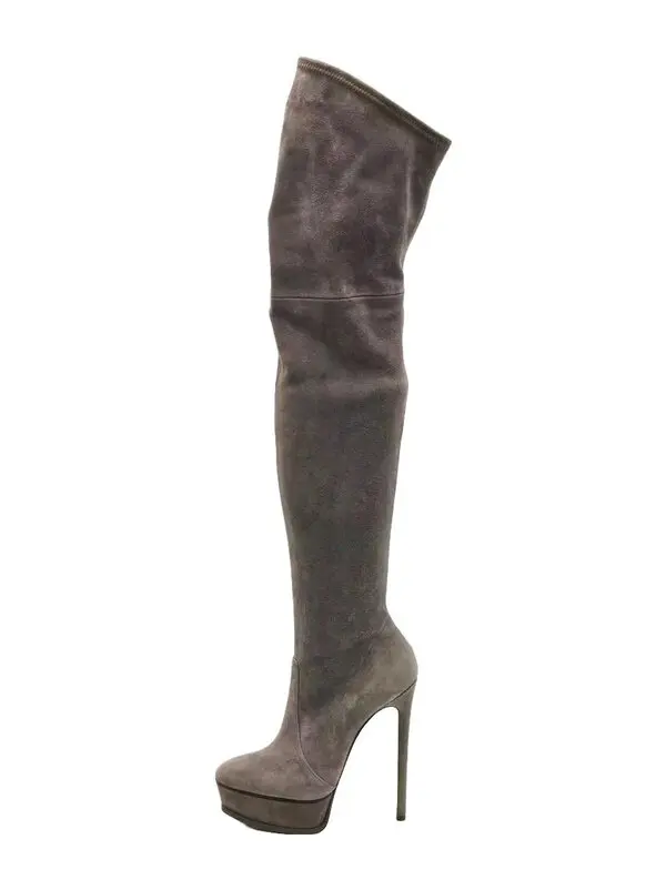 Casadei Over-the-knee Platform Stiletto Boots - Grey