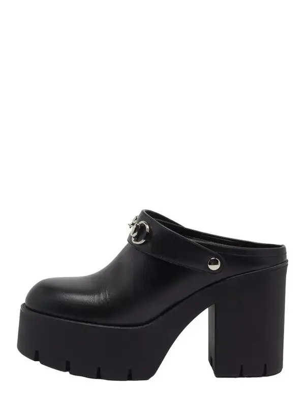 Gucci Leather Horsebit Platform Mules - Black