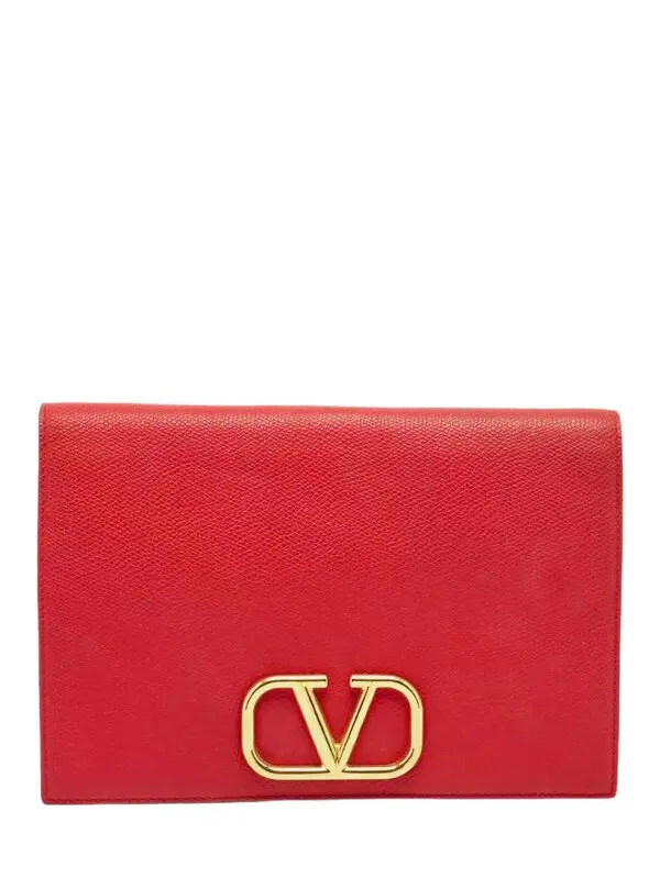 Valentino Garavani Leather Clutch Bag With Vlogo Hardware - Red