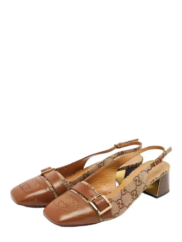 Gucci Gg Monogram Slingback Pumps - Neutrals