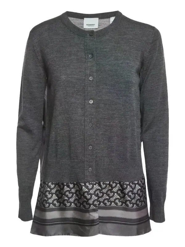 Burberry Monogram-printed Scarf-panel Cardigan - Grey