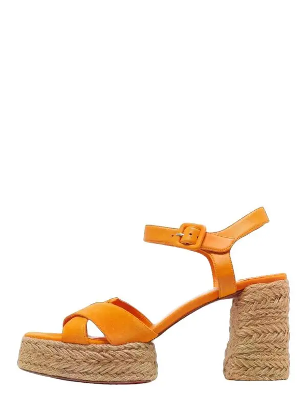 CHRISTIAN LOUBOUTIN Calakala 85 Ankle Strap Espadrille Sandals - Orange