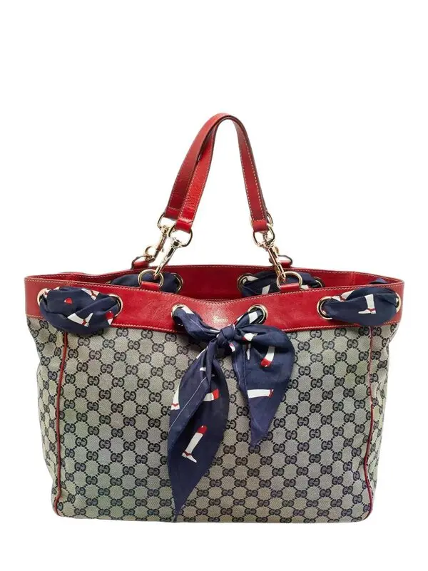 Gucci Positano Tote Bag With Printed Scarf Detail - Neutrals