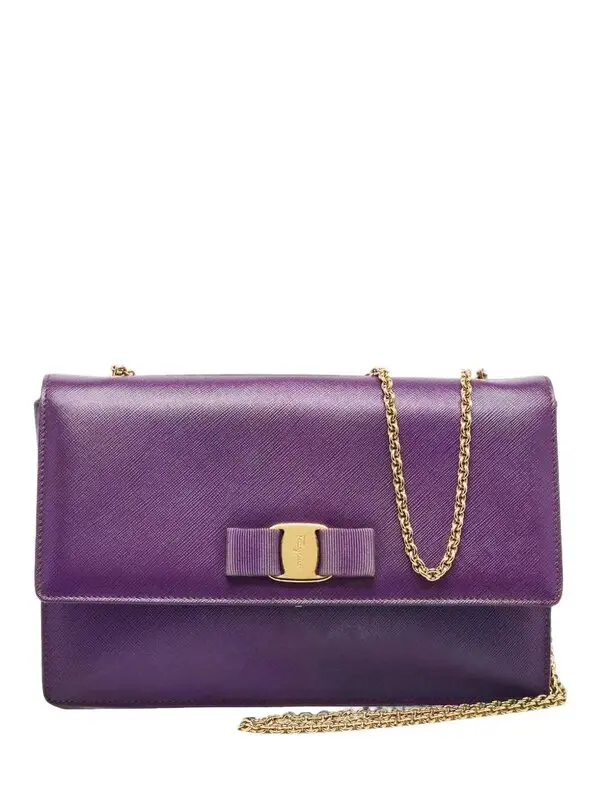 FERRAGAMO Vara Bow Detail Shoulder Bag - Purple
