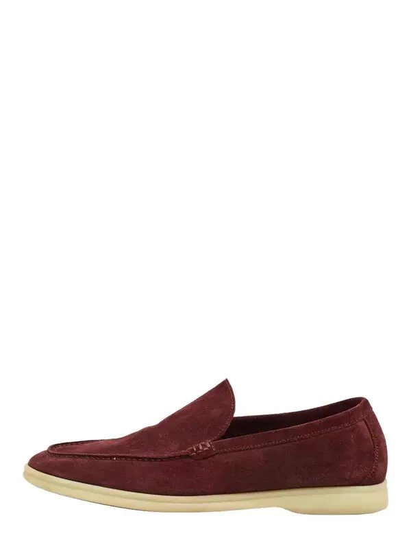 Loro Piana Suede Almond Toe Loafers - Red
