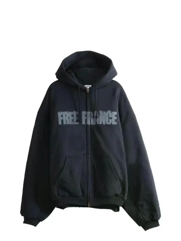 Vetements Graphic-print Zip-up Hoodie - Black