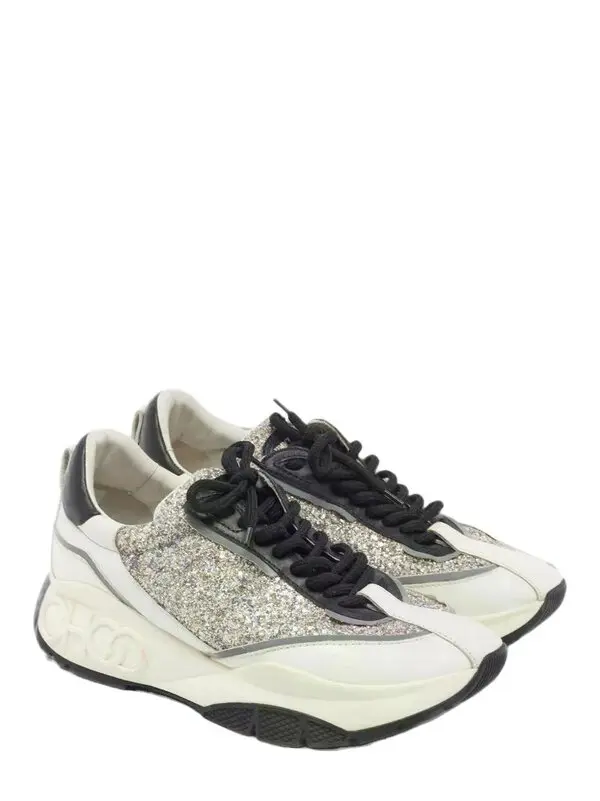 JIMMY CHOO Raine Glitter-panelled Sneakers - White