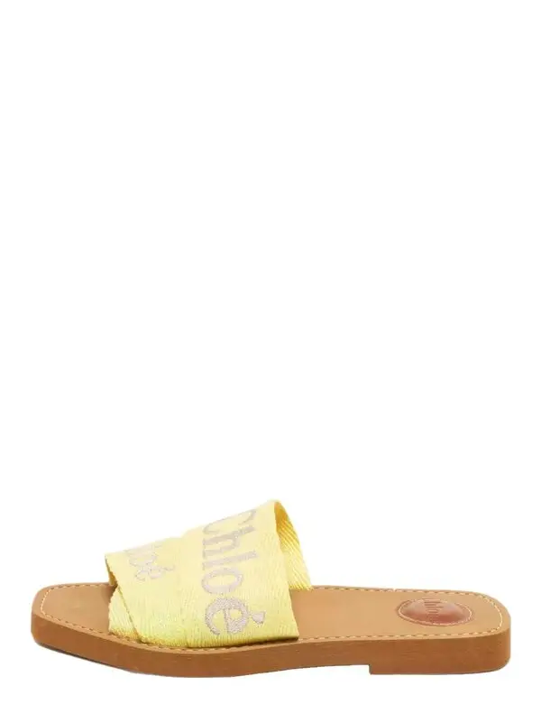 Chloé Woody Logo-print Slides - Yellow