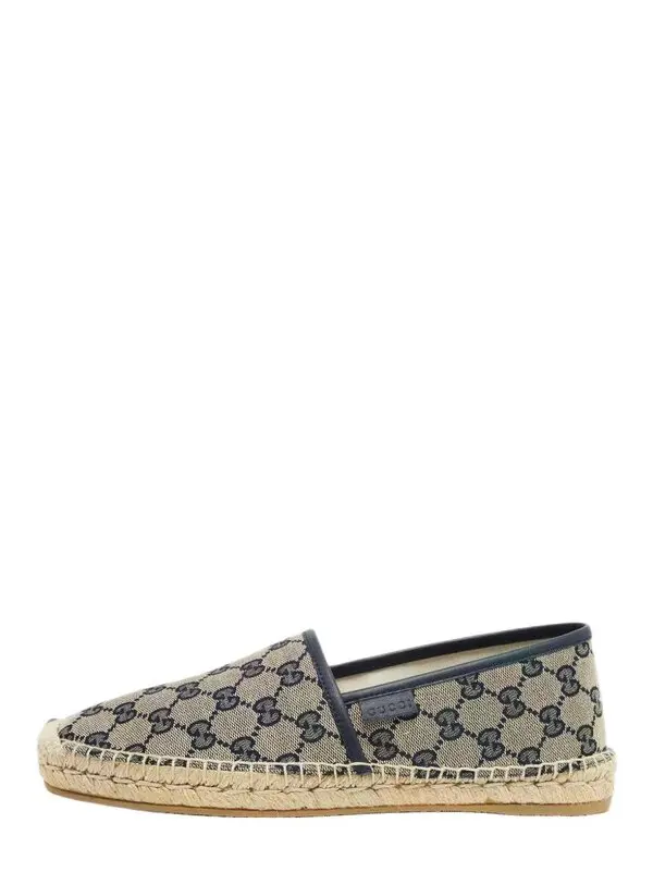 Gucci Gg Monogram Canvas Leather Trim Espadrilles - Neutrals