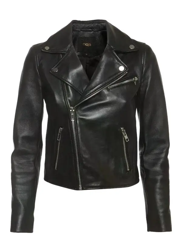 Maje Zip-up Biker Jacket - Black