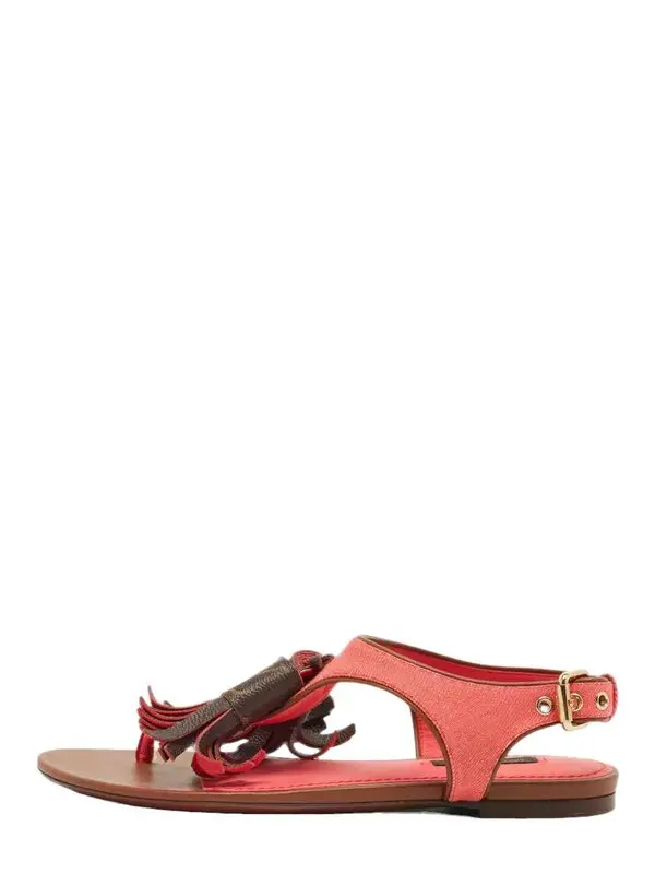 LOUIS VUITTON Monogram Canvas Tassel Sandals - Red