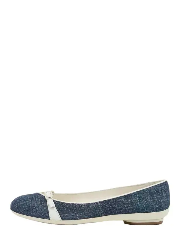 FERRAGAMO Audrey Buckle Detail Ballet Flats - Blue