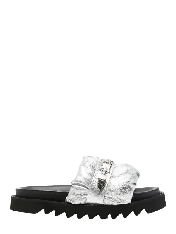 Toga Open-toe Embellished Leather Slides - Grey