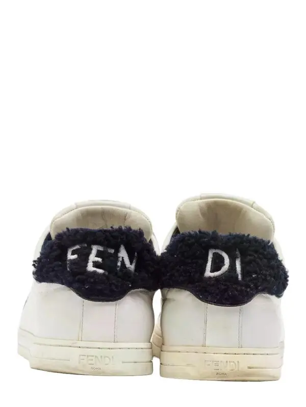 Fendi Shearling-trim Low-top Sneakers - White