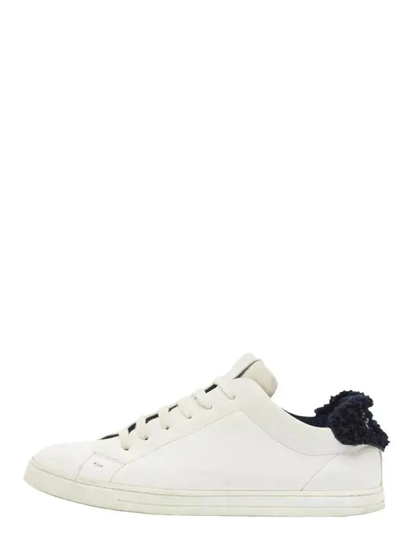 Fendi Shearling-trim Low-top Leather Sneakers - White