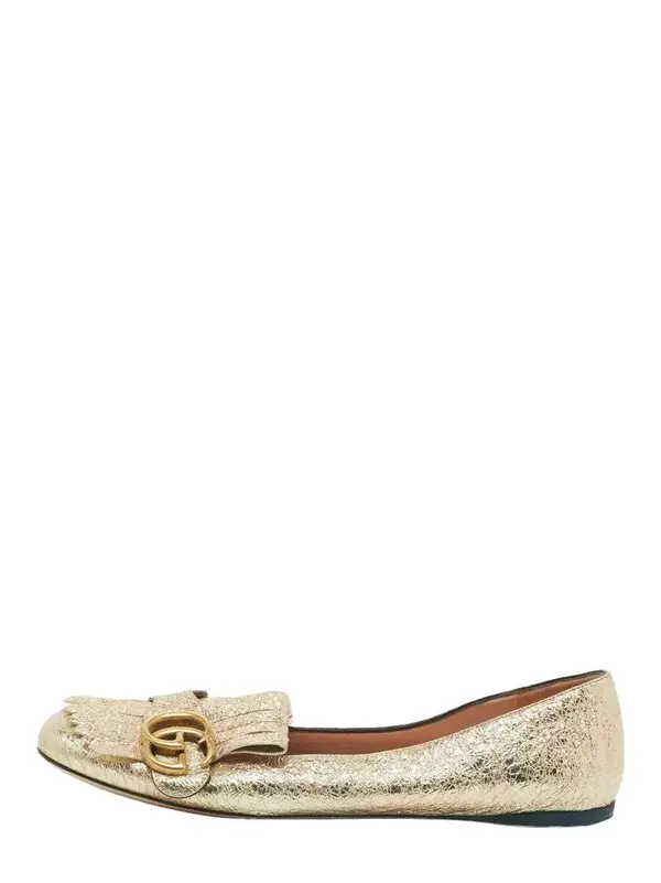 Gucci Marmont Metallic Fringe Ballet Flats - Gold