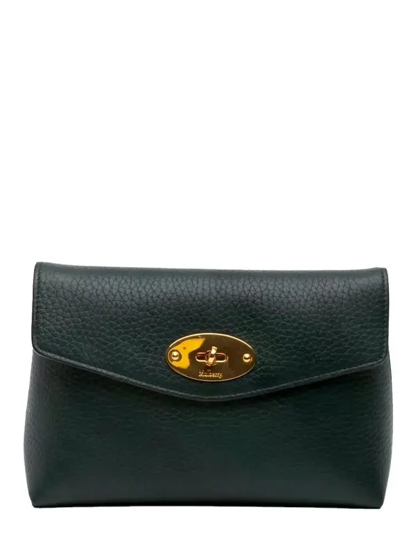 Mulberry Grained Calfskin Cosmetic Pouch - Green