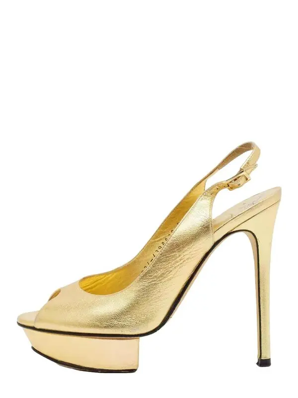 GINA Peep-toe Slingback Pumps With Platform And Stiletto Heel - Gold