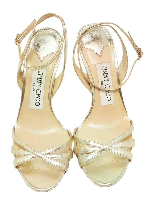 JIMMY CHOO Tone Leather Strappy Stiletto Sandals - Gold