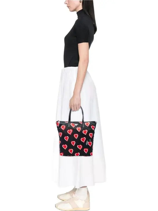 Prada Printed Nylon Satchel - Black