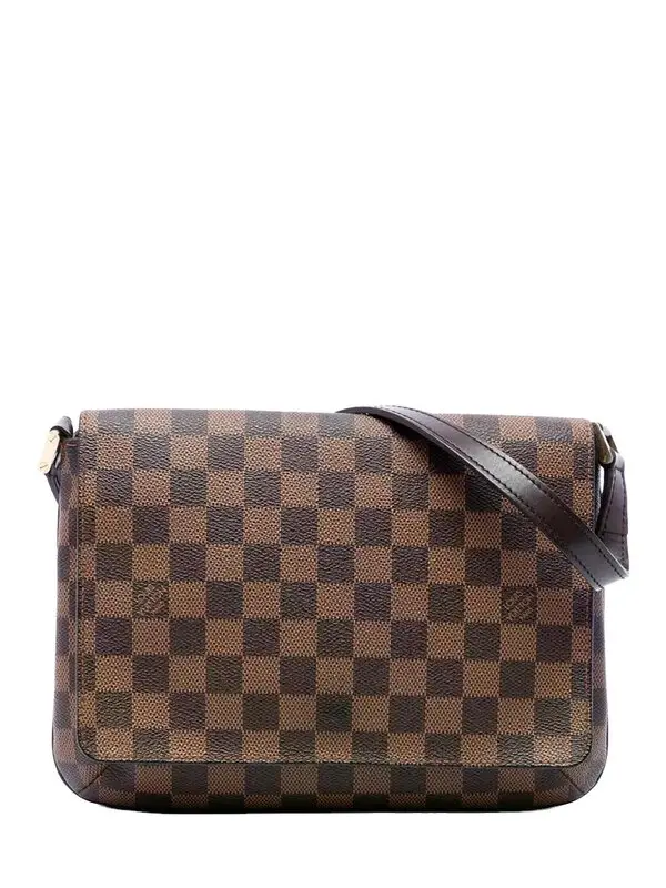 LOUIS VUITTON Damier Ebene Musette Tango Crossbody Bag - Brown