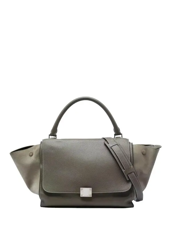 Celine Medium Calfskin And Suede Trapeze Satchel - Brown