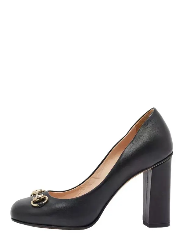 Gucci Leather Horsebit Block-heel Pumps - Black