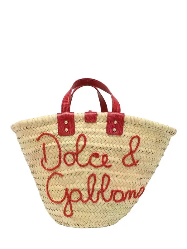 Dolce & Gabbana Kendra Woven Raffia Tote Bag - Neutrals