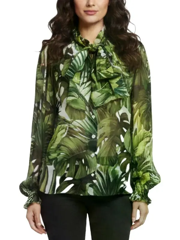 Dolce & Gabbana Printed Pussy-bow Blouse - Green