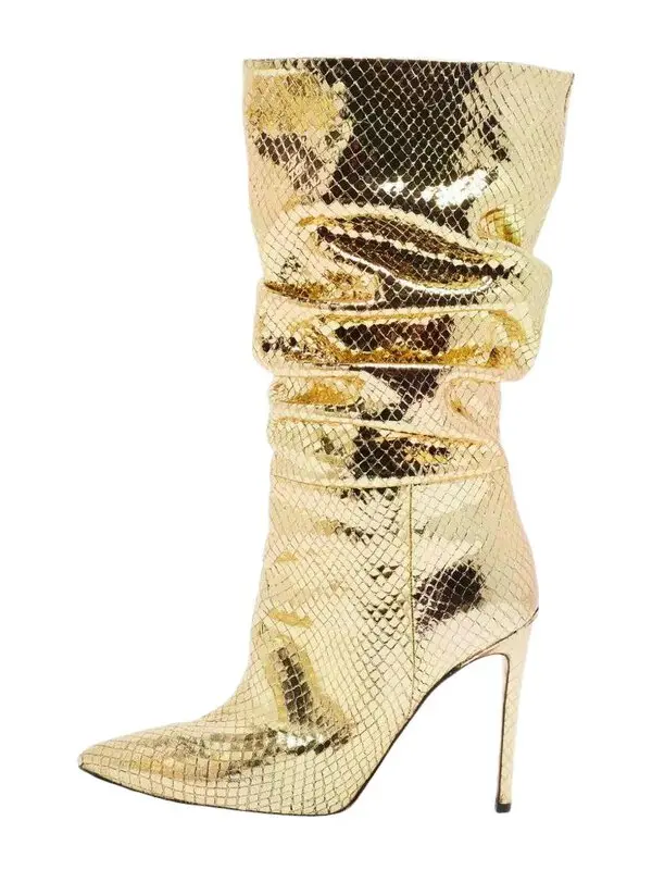 Paris Texas Mid Calf Stiletto Boots - Gold