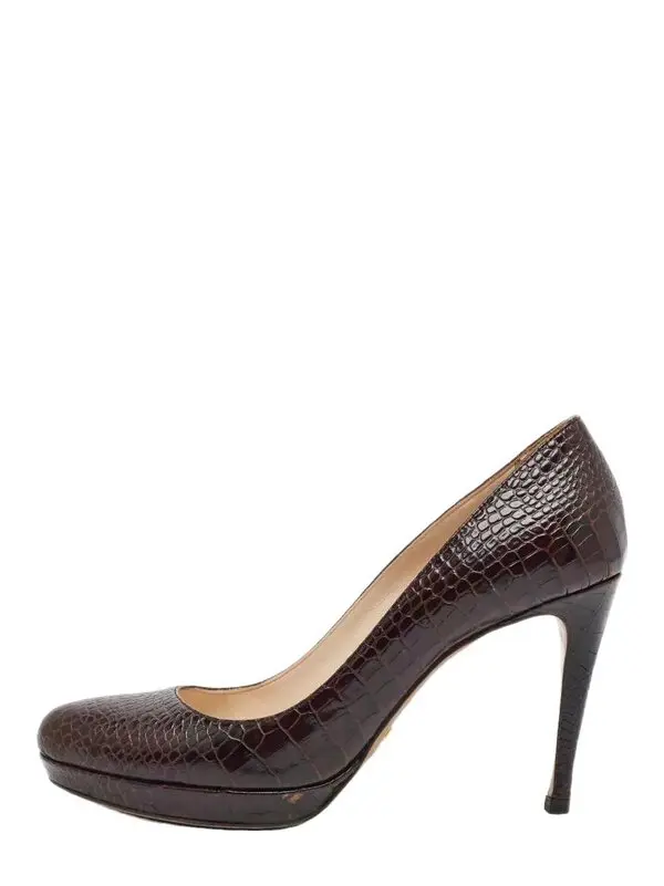 Prada Embossed Stiletto Pumps - Brown