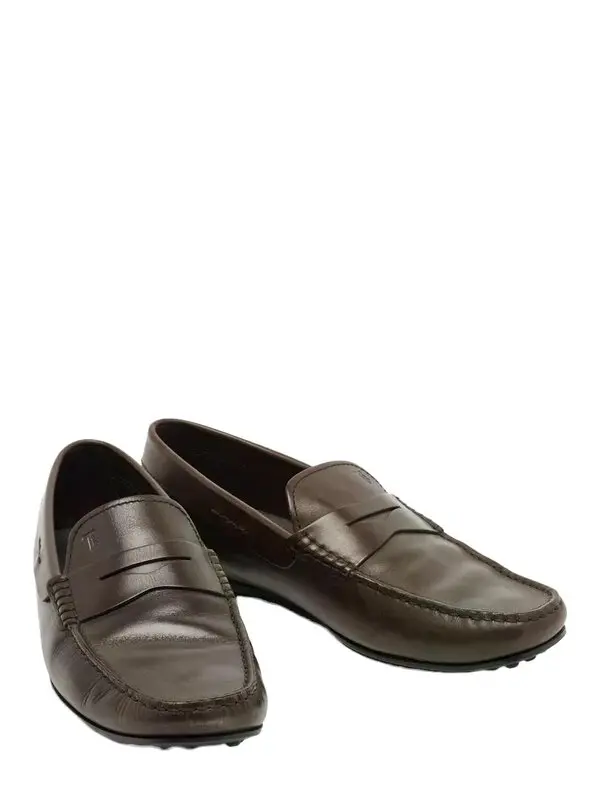 TOD'S Leather Gommino Penny Loafers - Brown