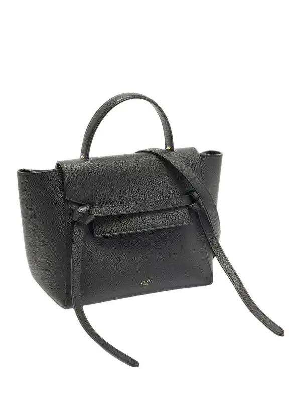 Celine Micro Belt Leather Tote Bag - Black