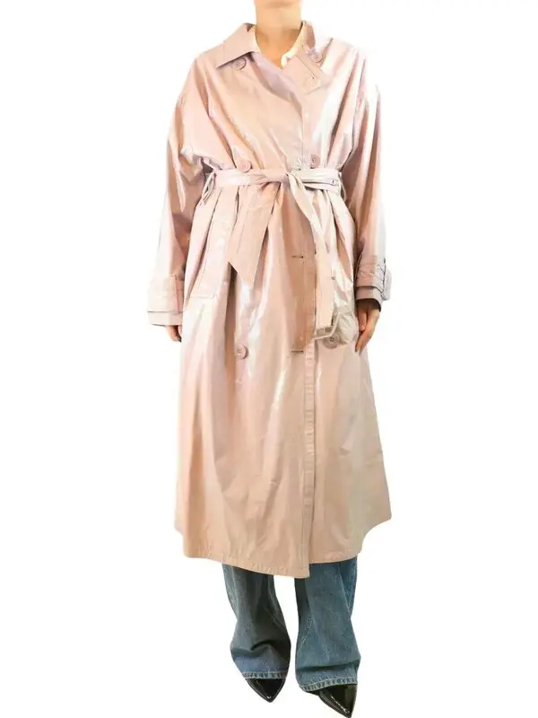 STAND STUDIO Belted Trench Coat With Glossy Finish - Pink